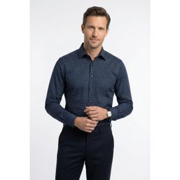 Langarmhemd OLYMP "Luxor modern fit", Herren, Gr. 40, Verl&auml;ngerter Arm, blau (marine), Web, Obermaterial: 100% Baumwolle, normal, 2-Knopf-Manschette, Hemden, modern fit, gemustert, Businesshemd, New Kentkragen, Extra langer Arm