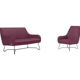 Polstergarnitur Egoitaliano "Namy, Designobjekt mit hohem Sitzkomfort und toller Detailverarbeitung", lila (violett), Leder NUVOLE, Leder NUVOLE (Echtes Rindsleder). Halbnat&uuml;rliches, halbnarbiges Rindsleder mit einer nat&uuml;rlichen K&ouml;rnung von 1, 2 bis 1, 4 mm. Dieses Leder hat eine weiche, wachsartige Haptik mit mattem Aussehen und einem Wolkeneffekt. Es handelt sich um ein Naturleder, das die urspr
