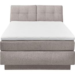 Boxspringbett "Fairfield", beige, B:146cm L:242cm, 92% Polyester, 8% Nylon, SET ONE BY Musterring, Komplettbetten, Boxspringbett, mit Bettkasten, Kopfteil in Kassettenoptik, Breite 120 oder 140 cm