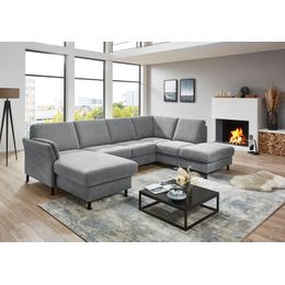 Wohnlandschaft DIE PLANBAR "ZE-EM18013 U-Form, Breite 305 cm", milan silber, B:305cm H:90cm T:200cm, 100% Polyester, Sofas, Wohnlandschaft, wahlweise mit Kopfst&uuml;tzen und Liegearmlehne