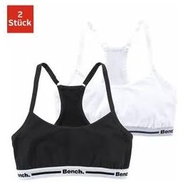 Bustier Bench., M&auml;dchen, Gr. 134/140, N-Gr, schwarz-wei&szlig; (schwarz, wei&szlig;), Jersey, Obermaterial: 90% Baumwolle, 10% Elasthan (LYCRA), unifarben, Basic, k&ouml;rpernah, BHs Bustier, M&auml;dchen - verstellbarer Ringerr&uuml;cken