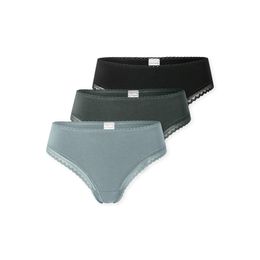 String Schiesser "Modern Multipacks", Damen, Gr. 40, sortiert 4, Single Jersey, Obermaterial: 95% Baumwolle, 5% Elasthan, k&ouml;rpernah, Unterhosen String, Spitzenb&auml;nder, Baumwollmischung, Single Jersey