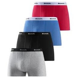 Boxer Bench. "Boxershorts f&uuml;r Herren", Herren, Gr. XXL, 4 Stk., bunt (royalblau, grau, meliert, rot, schwarz), Jersey, Obermaterial: 95% Baumwolle, 5% Elasthan, unifarben, Unterhosen, Unterhosen mit kontrastfarbigem Bund