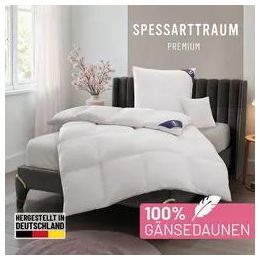 G&auml;nsedaunenbettdecke Spessarttraum "Premium****, hergestellt in Deutschland, Bettdecken f&uuml;r Sommer, Winter", wei&szlig;, B:155cm L:220cm, Bezug: 100% Baumwolle. F&uuml;llung: 100% G&auml;nsedaunen, Bettdecken, 4 W&auml;rmeklassen & 5 Gr&ouml;&szlig;en, Bestseller