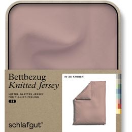 Bettbezug Schlafgut "Premium Bettbezug Knitted Jersey (1 St)", lila (lila mid), B:155cm L:220cm, Jersey, Obermaterial: 95% Baumwolle, 5% Elasthan, Bettbez&uuml;ge, Ton-in-Ton Rei&szlig;verschluss, Bio-Baumwolle mit Elasthan, Uni, OEKO Tex