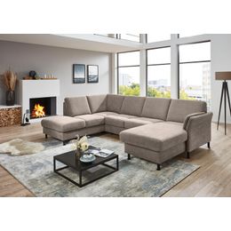 Wohnlandschaft DIE PLANBAR "ZE-EM18013 U-Form, Breite 305 cm", milan beige, B:305cm H:90cm T:200cm, 100% Polyester, Sofas, Wohnlandschaft, wahlweise mit Kopfst&uuml;tzen und Liegearmlehne