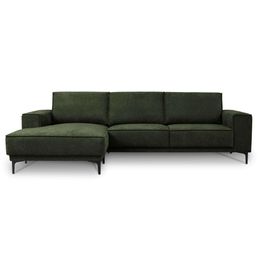 Ecksofa OTTO HOME "Polsterecke Oland, Struktur, Flachgewebe, Luxus-Microfaser, Boucle", gr&uuml;n, B:280cm H:85cm T:152cm, 100% Polyester, Sofas, Ecksofa, L-Form, 280 cm, Wellenunterfederung, Skandi-Design, Metallf&uuml;&szlig;e
