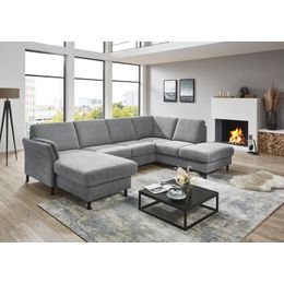 Wohnlandschaft DIE PLANBAR "ZE-EM18013 U-Form, Breite 305 cm", milan silber, B:305cm H:90cm T:200cm, 100% Polyester, Sofas, Wohnlandschaft, wahlweise mit Kopfst&uuml;tzen und Liegearmlehne