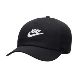 Baseball Cap Nike Sportswear "Nike Club Kids' Unstructured Futura Wash Cap", Jungen, schwarz-wei&szlig; (schwarz, wei&szlig;), Obermaterial: 100% Baumwolle, Caps, f&uuml;r Jugendliche, unstrukturiert, mit gewaschener Optik
