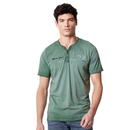 Henleyshirt Casamoda "Casamoda Henley uni", Herren, Gr. L, gr&uuml;n, 100% Baumwolle, Shirts