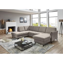 Wohnlandschaft DIE PLANBAR "ZE-EM18013 U-Form, Breite 305 cm", milan beige, B:305cm H:90cm T:200cm, 100% Polyester, Sofas, Wohnlandschaft, wahlweise mit Kopfst&uuml;tzen und Liegearmlehne