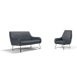 Polstergarnitur Egoitaliano "Namy, Designobjekt mit hohem Sitzkomfort und toller Detailverarbeitung", grau (charcoal), Luxus-Microfaser BLUSH, Sitzm&ouml;bel-Sets, Set aus 2-Sitzer und Sessel, edles Metallgestell