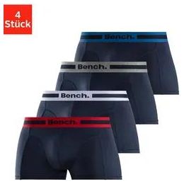 Funktionsboxer Bench. "Boxershorts f&uuml;r Herren", Herren, Gr. L, 4 Stk., blau (navy, rot, navy, grau, meliert, navy, blau, navy, wei&szlig;), Microfaser, Obermaterial: 92% Polyamid, 8% Elasthan, unifarben, k&ouml;rpernah, Unterhosen, Unterhosen aus Microfaser