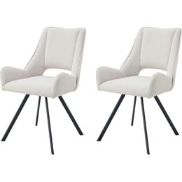 Esszimmerstuhl Home Affaire "BRANDON, 2er Set, mit Metallgestell in matt schwarz", schwarz matt, pulverbeschichtet, creme, B:56cm H:91cm T:63cm, Metall, Polyester, St&uuml;hle, Esszimmerstuhl, in verschiedenen Farben, Belsatbarkeit pro Stuhl 120 kg