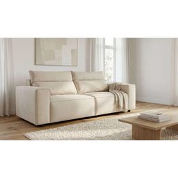 2-Sitzer OTTO HOME "Jorrena, extra weicher Chenille-Stoff", beige, B:226cm H:86cm T:105cm, 100% Polyester, Sofas, Kompaktsofa, 3 Komfortstufen, Breite 226 cm, mit Wellenunterfederung
