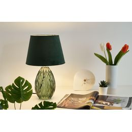 PAULEEN Tischleuchte "Crystal Velvet max40W 230V", gr&uuml;n, 1, &Oslash; 25cm H: 41cm, 1 Stk., Leuchten, E14, Gr&uuml;n, Glas, Samt, Designerlampe Tischleuchte