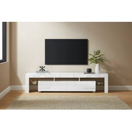 TV-Board OTTO HOME "Cassy", wei&szlig;, B:200cm H:45cm T:35cm, Melamin, Sideboards, TV-Board, Hochglanz-Fronten, viel Stauraum und Metallschienen, Breite 200 cm