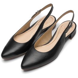 Slingpumps Ara "PARIS", Damen, Gr. 5,5 (38,5), schwarz, Glattleder, unifarben, Schuhe Slingpumps, Blockabsatz, Businessschuh mit verstellbarem Fersenriemchen, G-Weite