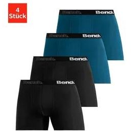 Langer Boxer Bench. "Boxershorts f&uuml;r Herren", Herren, Gr. XXL, 4 Stk., blau (schwarz, blau), Jersey, Obermaterial: 95% Baumwolle, 5% Elasthan, unifarben, Unterhosen, Unterhosen mit Logoschriftzug im Bund