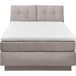 Boxspringbett "Fairfield", grau, B:146cm L:242cm, 92% Polyester, 8% Nylon, SET ONE BY Musterring, Komplettbetten, Boxspringbett, mit Bettkasten, Kopfteil in Kassettenoptik, Breite 120 oder 140 cm