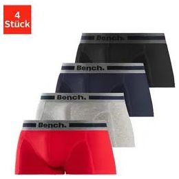 Hipster Bench., Herren, Gr. M, 4 Stk., bunt (rot, grau, meliert, navy, schwarz), Jersey, Obermaterial: 95% Baumwolle, 5% Elasthan, unifarben, k&ouml;rpernah, Unterhosen Hipster-Panty, knapp sitzende Boxershorts aus Baumwollmischung