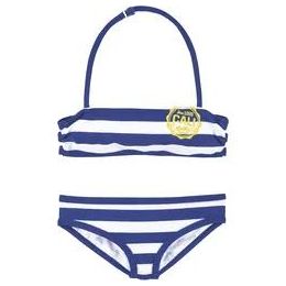 Bandeau-Bikini Bench., M&auml;dchen, Gr. 158/164, N-Gr, blau (blau, wei&szlig;), Polyamid, gestreift, Bikini-Sets, mit trendigen Streifen