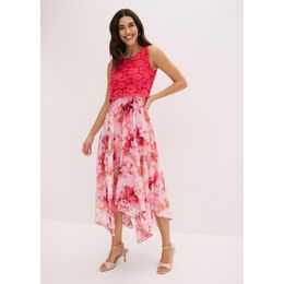 bonprix Chiffonkleid mit feiner Spitze, rosa, Gr.48, Elegantes Zipfelkleid aus feinem Chiffon in Midi-L&auml;nge mit Spitze im Oberteil