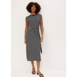bonprix Jerseykleid mit Drapierung, schwarz, Gr.48/50 (XL), modisches Jerseykleid aus softem Viskose-Mix mit Knoten-Detail an der Seite