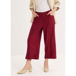 bonprix Culotte Hose aus luftigem Leinen-Mix mit Biesen, rot, Gr.42, Bequem und modern