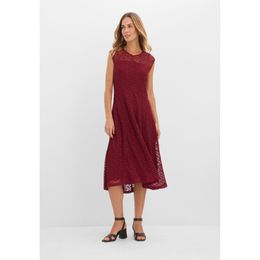 bonprix Ausgestelltes Spitzenkleid, rot, Gr.40/42 (M), Mit sehr kurzen &Auml;rmeln