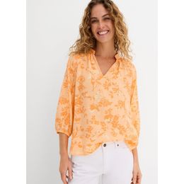 bonprix Tunikabluse aus Viskose-Mix, orange, Gr.44, bedruckte Tunikabluse mit weit geschnittenen &Auml;rmeln, aus Viskose