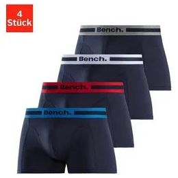 Boxer Bench. "Boxershorts f&uuml;r Herren", Herren, Gr. S, 4 Stk., bunt (navy, blau, navy, grau, meliert, navy, rot, navy, wei&szlig;), Jersey, Obermaterial: 95% Baumwolle, 5% Elasthan, unifarben, Unterhosen, Unterhosen mit Overlock-N&auml;hten vorn