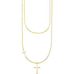 Kette mit Anh&auml;nger "Schmuck Geschenk Silber 925 Layerkette mit Kreuzanh&auml;nger", gold (gelbgoldfarben), ANISTON JEWELRY & WATCHES, Halsketten, Damen, Silber 925 (Sterlingsilber), L: 40 50 B: 0,6mm, B:0,6mm
