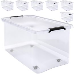 Deuba Aufbewahrungsbox 6er-Set Transparent 60x40x35cm 60L stapelbar