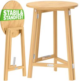 Casaria Stehtisch klappbar platzsparend Massivholz &Oslash;78cm 111cm stabiler Stand