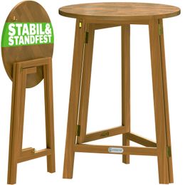 Casaria Stehtisch klappbar Akazienholz &Oslash;80cm H110cm wetterfest stabil