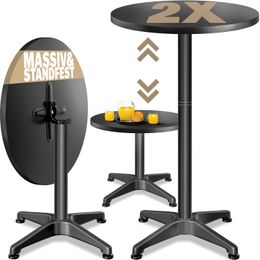 Casaria Stehtisch 2er-Set &Oslash;60cm h&ouml;henverstellbar 70/115cm klappbar Alu Schwarz
