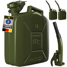 Monzana Metallkanister 3er-Set Gr&uuml;n je 5L + Ausgie&szlig;er