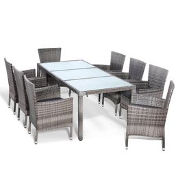 Casaria Polyrattan Garten-Sitzgruppe 9-tlg Grau stapelbar