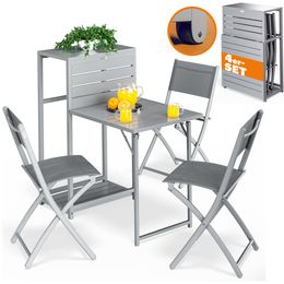 Casaria Sitzgruppe Garten 4-tlg Grau Metall klappbar