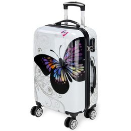 Deuba Hartschalenkoffer Rollen 360o Reisekoffer Butterfly Polycarbonat 42L
