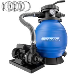 Monzana Sandfilteranlage Pool 10200L/h Salzwasserfest 7-Wege-Ventil 25L Tank
