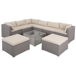 Casaria Polyrattan Ecklounge XXL Creme/Beige inkl Kissen