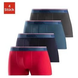 Boxer Bench. "Boxershorts f&uuml;r Herren", Damen, Gr. M, 4 Stk., blau (rot, blau, anthrazit, schwarz), Jersey, Obermaterial: 95% Baumwolle, 5% Elasthan, unifarben, k&ouml;rpernah, Unterhosen, Unterhosen aus Baumwoll-Mix