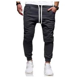 Sweathose behype "JOGGERY", Herren, Gr. S, EURO-Gr&ouml;&szlig;en, grau (dunkelgrau), 65% Baumwolle, 35% Polyester, Hosen Sweathose, im modernen Slim Fit-Schnitt
