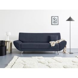 3-Sitzer Home Affaire "Saltare elegant & komfortabel, toller Designfu&szlig;, bequem, Breite 205cm", blau (dunkelblau), B:205cm H:78cm T:82cm, 100% Polyester, Sofas