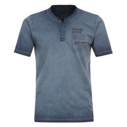 Henleyshirt Casamoda "Casamoda Henley uni", Herren, Gr. L, blau (mittelblau), 100% Baumwolle, Shirts