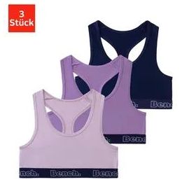 Bustier Bench., M&auml;dchen, Gr. 146/152, N-Gr, bunt (flieder, lila, navy), Jersey, Obermaterial: 92% Baumwolle, 8% Elasthan (LYCRA), unifarben, Basic, k&ouml;rpernah, BHs Bustier, mit kontrastfarbigem B&uuml;ndchen und Racerback