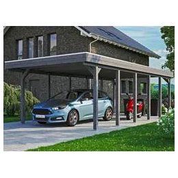 Skan Holz Einzelcarport SKANHOLZ "Friesland", grau (dunkelgrau), B/H/T: 221cm x, Carports