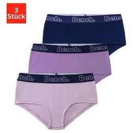 Panty Bench., M&auml;dchen, Gr. 122/128, 3 Stk., bunt (flieder, lila, navy), Jersey, Obermaterial: 92% Baumwolle, 8% Elasthan (LYCRA), unifarben, k&ouml;rpernah, Unterhosen Panty, mit kontrastfarbigem Webbund
